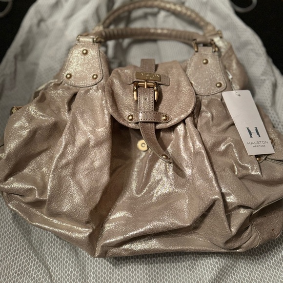 Halston Heritage | Bags | Halston Gold Leather Heritage Bag New Never ...